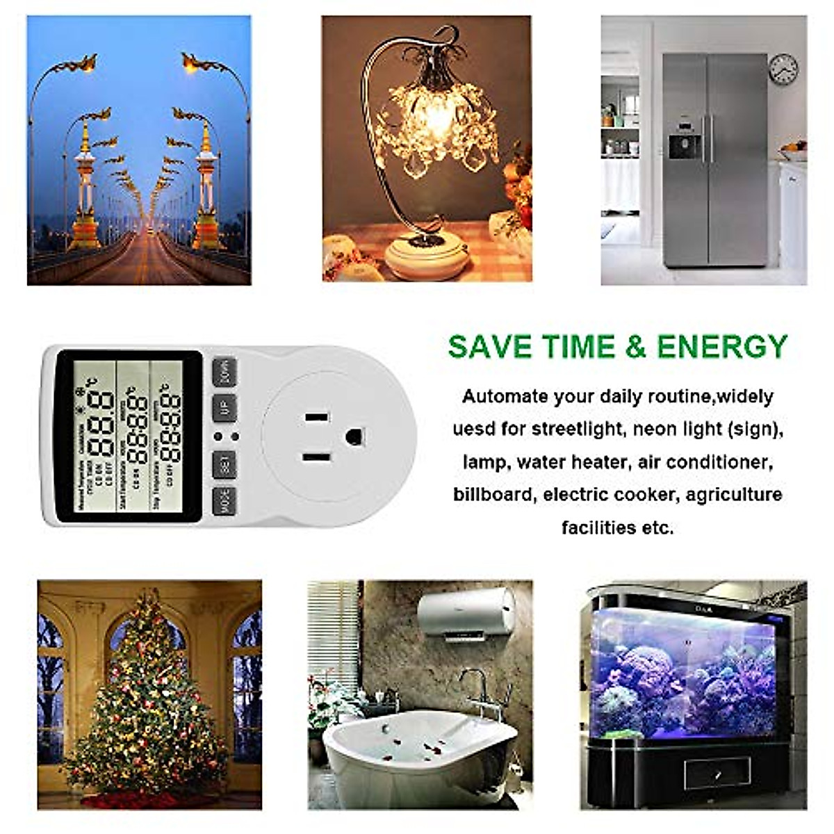 KEBIDU Digital Temperature Controller Reptile Thermostat Controlled Cooling Heating Pet Mat Pad Outlet Plug Timer for Reptiles Aquarium Homebrew Greenhouse Fermentation ℉/℃ 15A 1800W