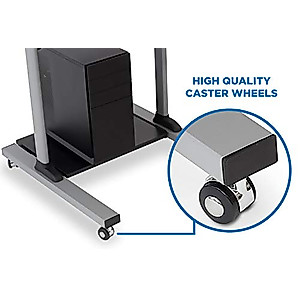 Mount-It! Mobile Standing Desk/Height Adjustable Stand Up Computer Work Station | Rolling Presentation Cart with 27.5 Inch Wide Platform, Locking Wheels