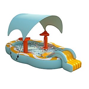 NSADE Inflatable Swimming Pool Inflatable Recreation Center Family Shade Slide with Garden Slide, Backyard Water Park Outdoor Folding Commercial Large Family Play Pool(2.1米无线套餐)