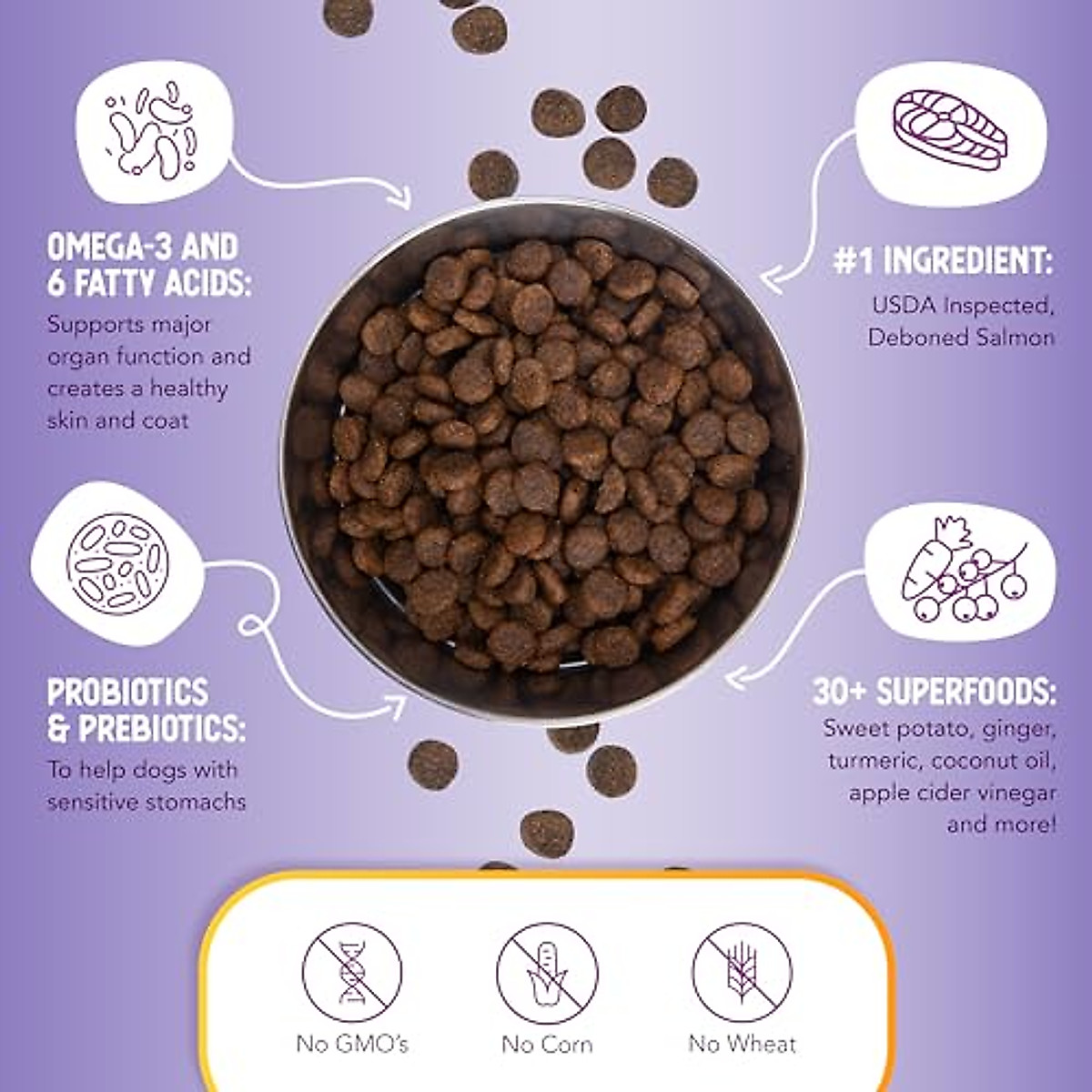 Health Extension Dry Dog Food, Natural with Added Vitamins & Minerals, 1 lb / 0.45 kg, Grain Free, Salmon & Sweet Potato Recipe with Vegetables & Berries for All Puppies