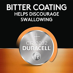 Duracell 2032 Lithium Battery. 1 Count Pack. Child Safety Features. Compatible with Apple AirTag, Key Fob, and other devices. CR2032 Battery Lithium Coin Battery. CR Lithium 3V Cell