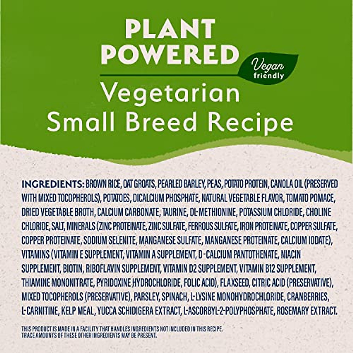 Natural Balance Limited Ingredient Small Breed Adult Dry Dog Food with Vegan Plant Based Protein and Healthy Grains, Vegetarian Recipe, 12 Pound (Pack of 1)