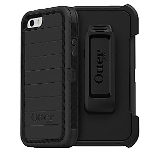 OtterBox iPhone SE (1st gen - 2016) and iPhone 5/5s Defender Series Case - 2016) and iPhone 5/5s ONLY - BLACK, rugged & durable, with port protection, includes holster clip kickstand