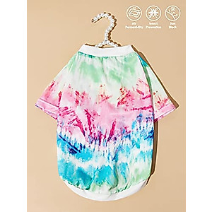 QWINEE Tie Dye Dog T Shirt Vest Dog Apparel Cat Clothes for Puppy Kitten Small Medium Large Dogs Multicolor Small
