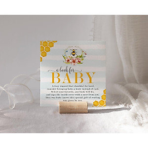 Mama Bee Books for Baby Shower Cards, Invitation Inserts Gender Neutral Book Request, Bring Book Instead of Cards Poem, Cute Storybook-Theme Ideas, 25 Pack