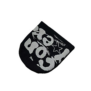 Women Men Y2K Beanie Hat Letter Printing Knitted Hat Warm Woolen Hat Casual Sports Pullover Hat Fashion Hip hop Trend Beanie Black