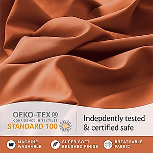 LuxClub 6 PC Full Sheet Set, Breathable Luxury Bed Sheets, Deep Pockets 18" Eco Friendly Wrinkle Free Cooling Bed Sheets Machine Washable Hotel Bedding Silky Soft - Autumn Orange Full