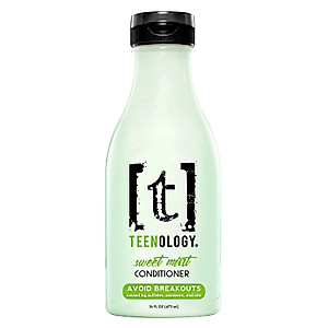 Teenology Shampoo and Conditioner Bundle (Save 5%) - Avoid Forehead Acne and Breakouts - Sulfate and Paraben Free, Noncomedogenic, Natural Botanical Extracts, Sweet Mint - 16 oz