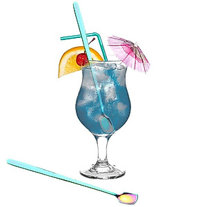 COMIART Long Handle Mixing Stirring Ice Tea Spoons, 6.7 Inch Stainless Steel Square Head Coffee Teaspoons Cocktail Spoon, Ideal for Household Use Party or Bar, Pack of 4