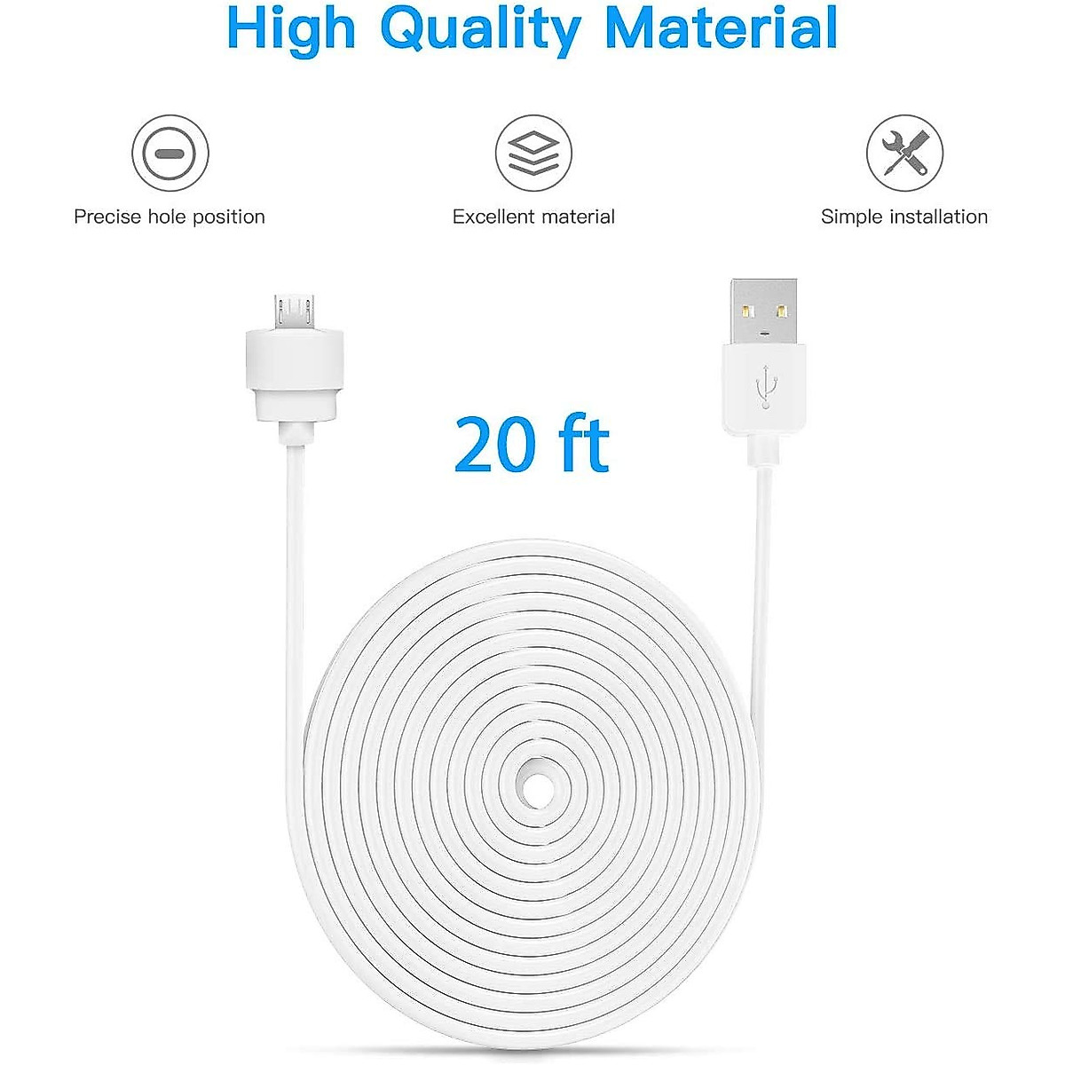 VOMENC 20ft/6m Charger Cable for Blink Mini, Power Extension USB Cable Compatible with Blink Mini Indoor Plug-in Camera Extension Cable(Blink Mini Camera is not Include)