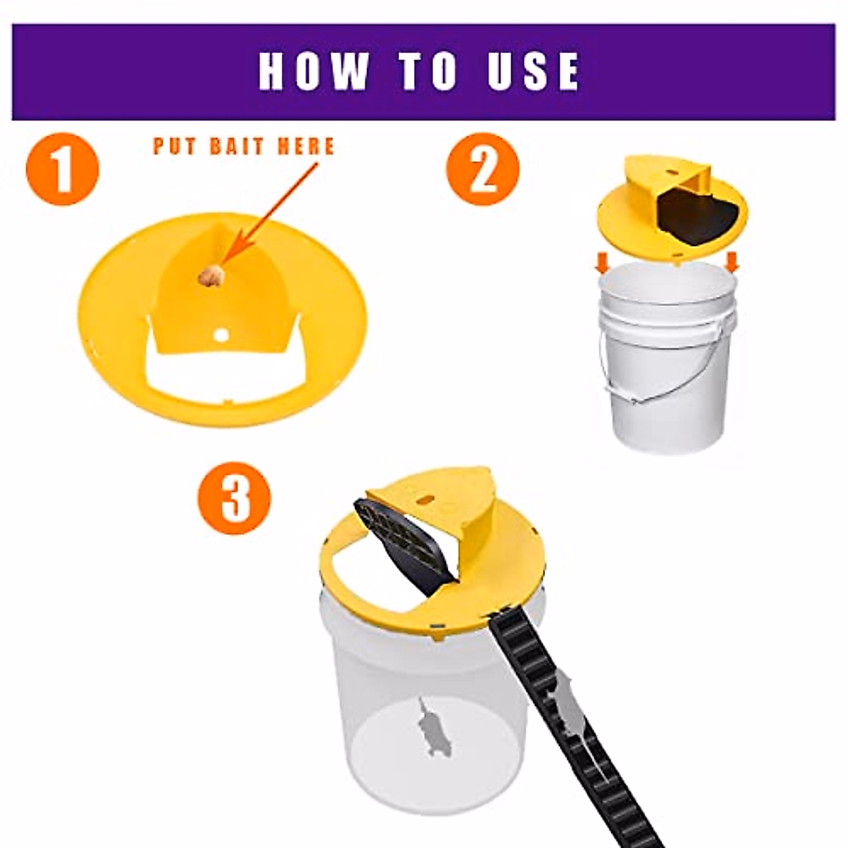 Mouse Trap Bucket Flip Lid (4 Pack) for 5 Gallon Bucket, Humane Mouse Trap Mice Trap Rat Trap, Indoor/Outdoor/Patio/Chicken Coop