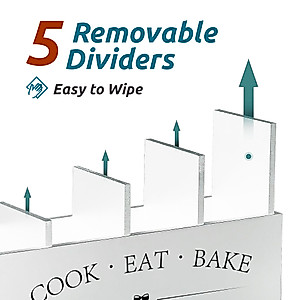 Suli Extra Large Kitchen Utensils Holder with 4 Compartments, Wooden Utensil Organizer for Kitchen Countertop, Farmhouse Kitchen Decor, Rustic Cooking Utensil - White