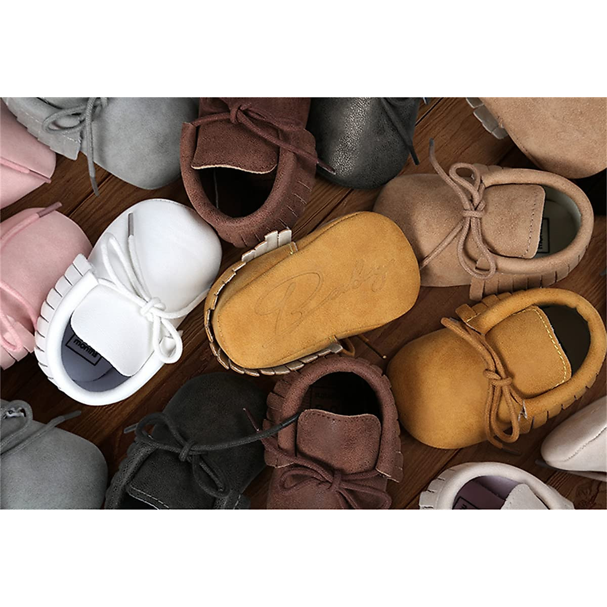 CENCIRILY Infant Baby Fringe Moccasin Slipper Boys Girls Tassel Suede Leather Toddler Sneakers Soft Sole First Walking Loafers Crib Shoes