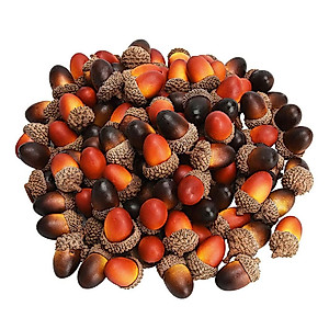 Eioflia Halloween Artificial Fruits, Artificial Acorns 2 Color Fake Small Acorns with Natural Acorn Cap for Autumn Winter Christmas Decoration Table Decoration Model Props 50pcs