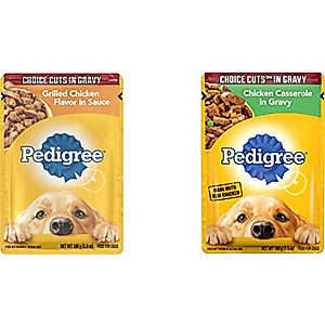 Pedigree Dog Food Wet Bundle,Choice cuts in Gravy,Assorted Flavors Filet,Beef Chicken. Soft Dog Food.Total 10 Pouches,Plus a 01 Nature's Choice Pressed Bone 01 ILC Buy Magnets Fridge. 3.5 Ounce