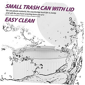 ANDRESLAD Desktop Press Garbage Recycling Bin Waste Paper Basket Animal Trash Can Press Top Trash Can Desk Garbage Can Trash Container Countertop Wastebasket Toillet Paper Bin White Plastic