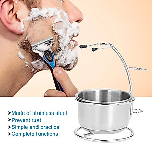 Nunafey Shaving Stand and Bowl Set,Multi?function Practical Metal Shaving Brush Holder Stainless Steel Razor Soap Stand Bowl,Shaving Brush Stand for