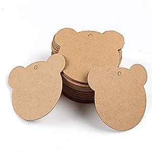 200 Pcs 2.36 * 2 Inch Kraft Paper Gift Tags Bear Shape Kraft Paper Label Gift Wrap Hang Tags for Party, Wedding, Gift Decoration, Price Tags