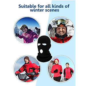 Geyoga 3 Pcs 3 Holes Ski Masks Knitted Full Face Cover Winter Balaclava Ski Mask for Outdoor Sports Men Women(Black, Army Green, Grey)