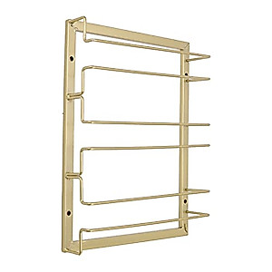 FECAMOS Wine Glass Rack, Upside Down Wine Rack Easy to Install Under Cabinet 3 Rows with Screws for Restaur for Bars(Gold)