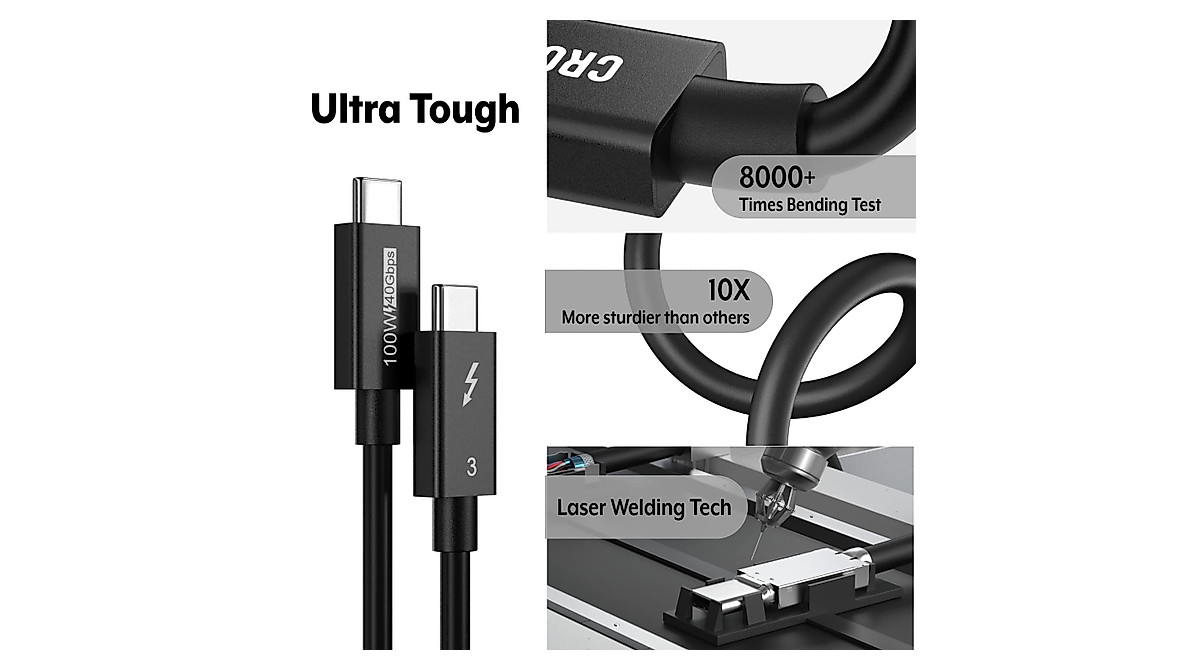 Thunderbolt 3 Cable for MacBook - Supports 100W Charging & 40Gbps Data ...