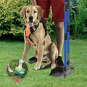 TOOGE Pooper Scooper for Large Medium Small Dogs Dog Pooper Scooper for Yard with Heavy Duty Metal Long Handle Rake and Tray for Pet Waste Pick Up