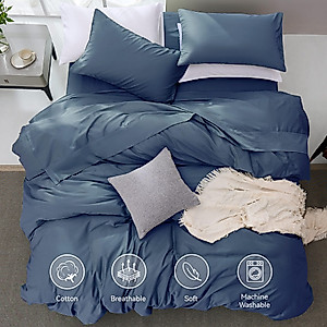 JELLYMONI Duvet Cover Full Size Ultra Soft- Eucalyptus Lyocell Cotton Blend Silky Cooling Comforter Cover Set, Hypoallergenic and Moisture Wicking Breathable Bedding, 3-Piece Set, Indigo