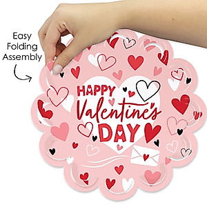 Big Dot of Happiness Happy Valentine’s Day - Valentine Hearts Party Round Table Decorations - Paper Chargers - Place Setting for 12