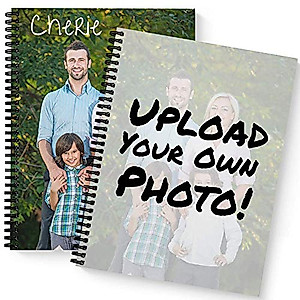 Create Your Own Photo Upload Personalized Notebook/Journal, Laminated Soft Cover, 120 pages of your selected paper, lay flat wire-o spiral. Size: 8.5” x 11”. Made in the USA