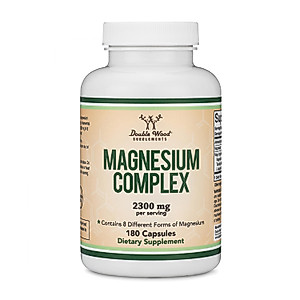 Magnesium Complex Supplement 180 Capsules (436mg Elemental Magnesium Provided by 2,300mg of Eight Different Forms of Magnesium) MAG-8 Provides 100% Daily Recommended Value of Magnesium by Double Wood