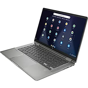 HP 2022 Chromebook X360 2-in-1 14" FHD Touchscreen Laptop, Intel Core i3-10110U Processor, 8GB RAM, 64GB eMMC, Backlit Keyboard, Wi-Fi 6, Webcam, Chrome OS, Mineral Silver, 2-Week IFT Support