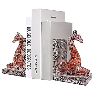 Giraffe Decorative Bookend,Giraffe Statues Bookshelves Decor, Antique Style Book Ends, Supports for Shelves and Desk,Kids Room, Home Office or Desk,a Great Gift for Kids and Adults.