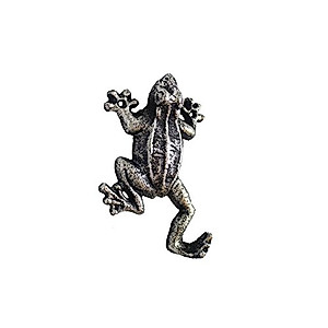 Handcrafted Nautical Decor Rustic Silver Cast Iron Frog Hook 6" - Rustic Wall Hook - Frog Decoration