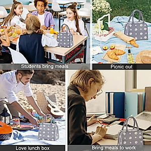 TIECHI Reusable Insulated Lunch Bag for Women/Men/Adult Portable Thermal Lunch Box Tote Bag Small Lunch Bag with Daisy Pattern for Work & Any Occasion