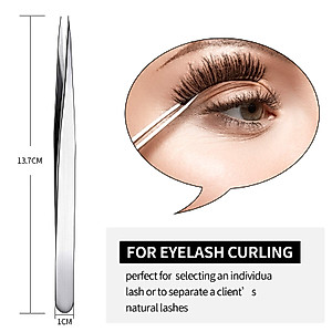 3 Pieces Straight Pointed Tip Tweezers Isolating Tweezers Eyelash Extensions Lash Pointed Blackhead Remover Precision Eyebrow Splinter (Classic Style,5.31 Inch)