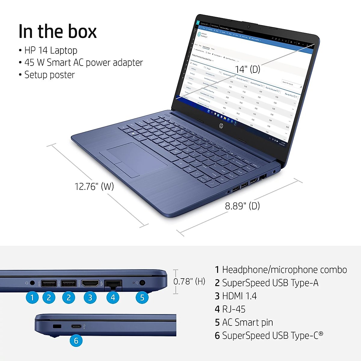 HP Stream 14-CF21 Laptop 2022 14” 1366 x 768 Display Intel Celeron N4120, 4-core, Intel UHD Graphics, 8GB DDR4, 64GB SSD, Wi-Fi 5, Office 365 Personal 1-year Subscription Windows 11 Pro