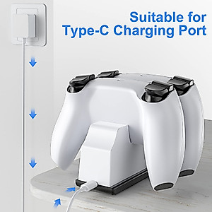 PS5 Controller Charging Station with Fast Charging AC Adapter, HEYSTOP Safety PS5 Controller Charger, Dualsense Charging Station for Playstation 5 with Intelligent Chip Protection