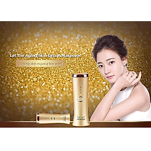 SkinAngel Red Light Therapy for Face & Neck - FDA Cleared - Infrared Skin Tightening Machine – Wand for Wrinkle Removal, Anti Aging Devices, Skin Rejuvenation - Golden