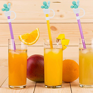 SEWACC 2 Pcs Straw Covers Silicone Straw Caps Reusable Drinking Straw Tips Lids Straw Toppers for Home Office (Cactus)