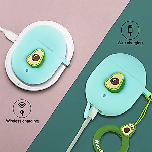 Newseego for Google Pixel Buds 2(2020) Case, Cute 3D Funny Protective Cover Soft Silicone Cartoon Shockproof Case for Google Buds 2 with Keychain Fashion Design Support Wireless Charging-Avocado