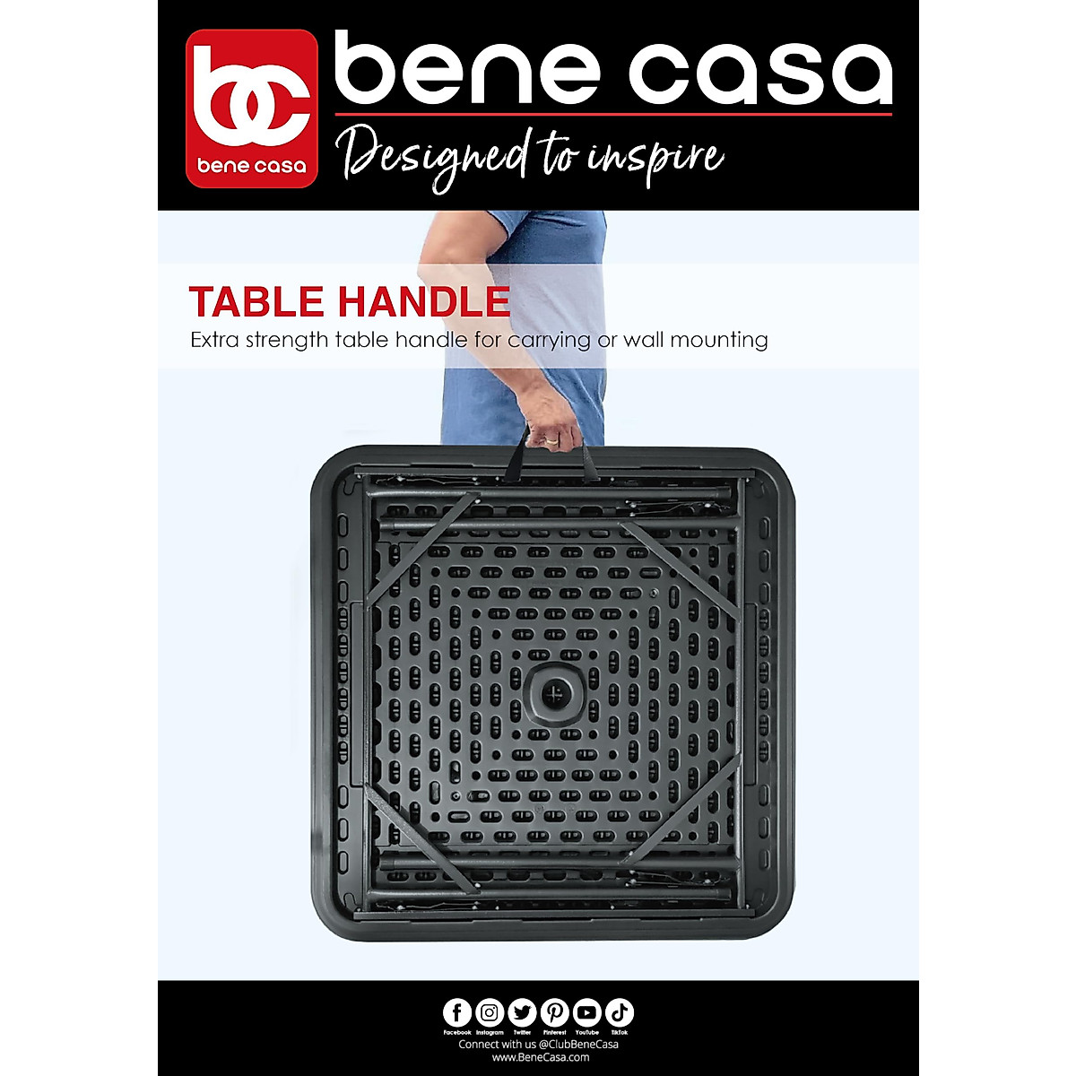 Bene Casa Black Domino Table, Premium Domino and Game Table/Professional-Grade Gaming Table, 38”x38” Table. Mesa de Domino Professional, Color Negro.