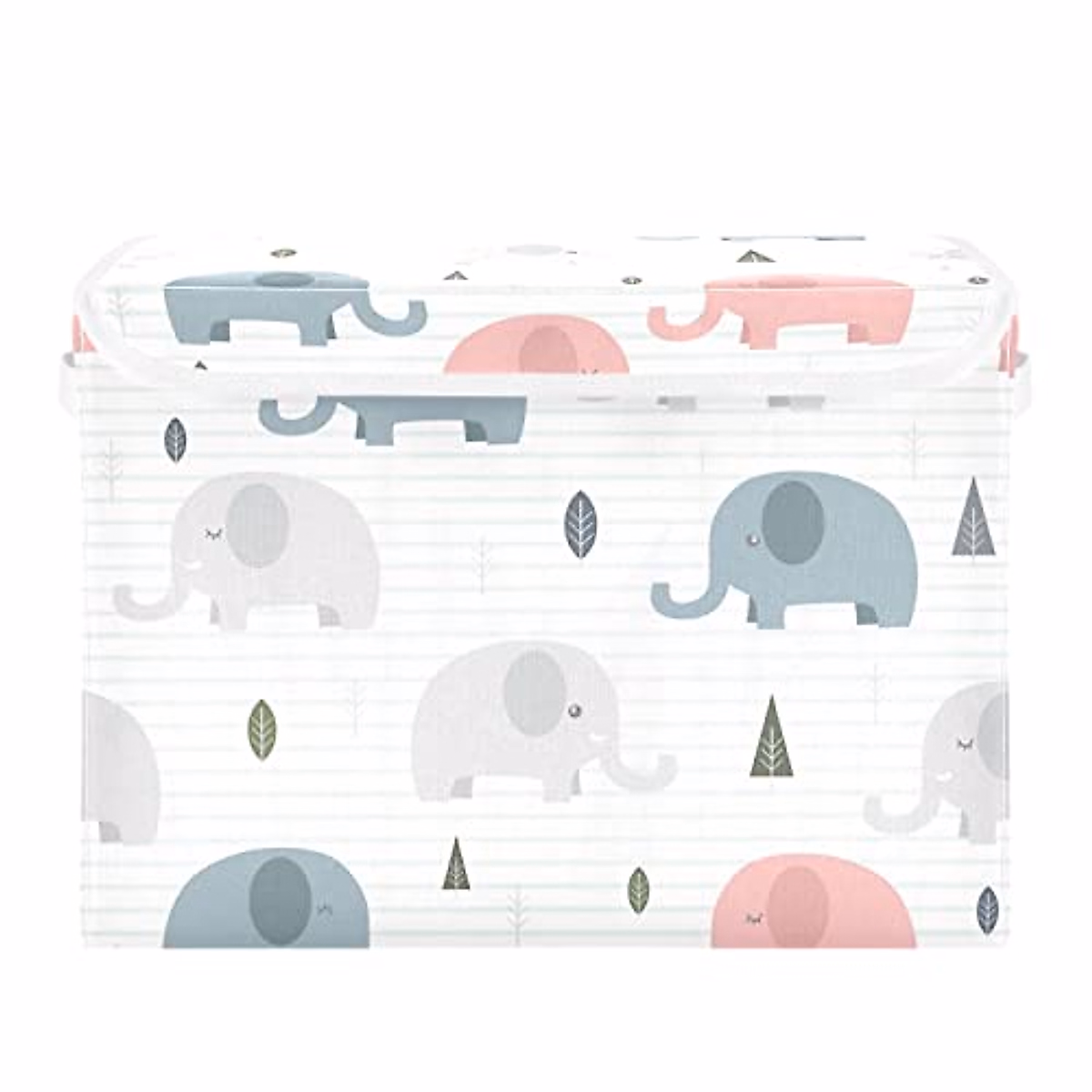 innewgogo Elephant Storage Bins with Lids for Organizing Cube Cubby with Handles Oxford Cloth Storage Cube Box for Study Room