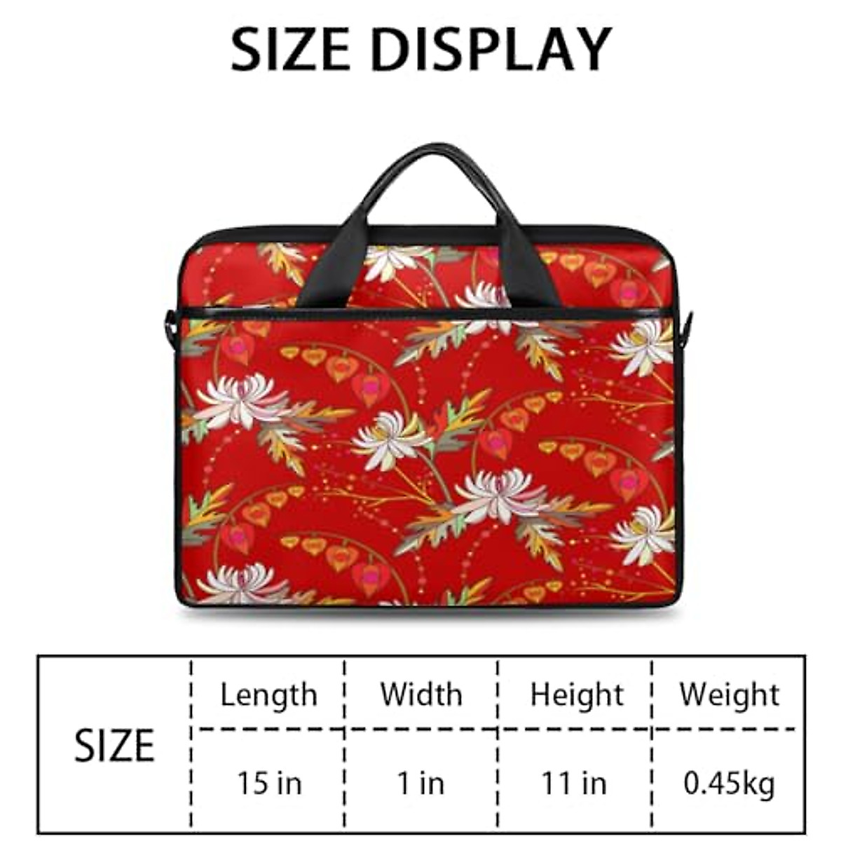 Ethnica Flower Laptop Computer Bag Waterproof Shoulder Messenger Bag 13-15 inch Durable Laptop Tote Bag with Shoulder Strap Handle Lightweight Crossbody Briefcase