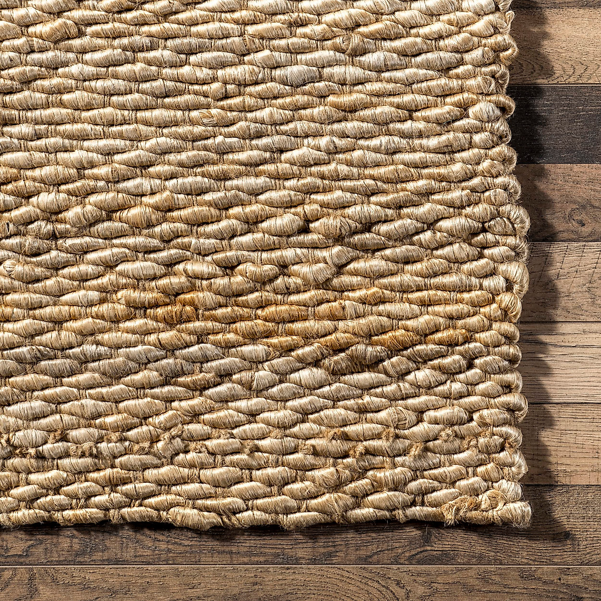 nuLOOM Hailey Hand Woven Jute Accent Rug, 2' x 3', Natural, Rectangular, 0.75" Thick
