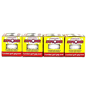 Exploding Golf Balls (Sleeve of 4) - Prank Golf Balls That Explode Into A Cloud of White Smoke Upon Impact - Funny Novelty Golf Gag Gift for Golfers