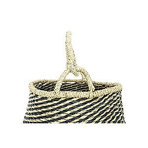 Bloomingville 21.25" H Handwoven Seagrass Handle Basket, Black