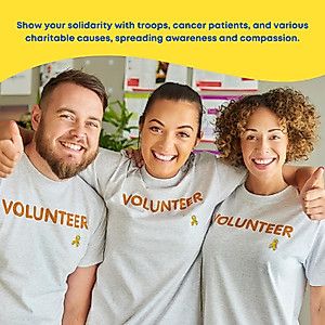 20 Pcs - Yellow Awareness Ribbon Lapel Pins - Gold Tone Metal with Enamel Coating: Show Your Support for Troops, Cancer Awareness, and Charitable Causes