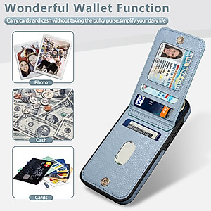 Keallce Case for iPhone 13 6.1'', Detachable Crossbody Case Wallet with RFID Blocking Card Holder, 360?Ring Stand, Folio Leather Phone Cover Shoulder Lanyard Strap Lady for iPhone 13 2021 5G, Blue