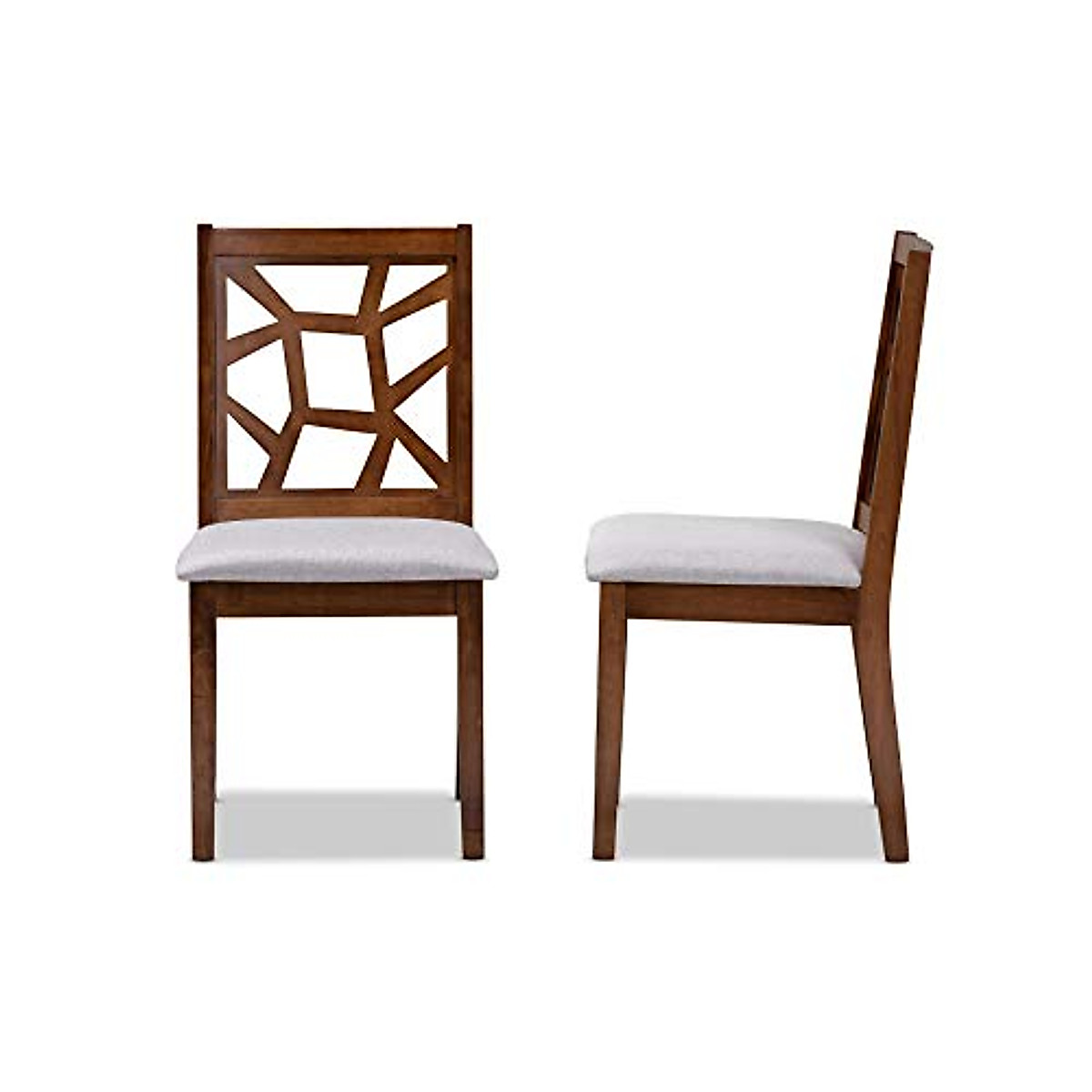 Baxton Studio Abilene Mid-Century Grey Fabric Upholstered and Walnut Brown Finished Dining Chair