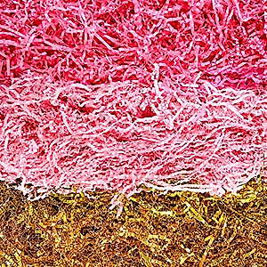 Yaegoo 1 LB Crinkle Cut Paper Shred Filler, Pink and Gold Kraft Shredded Paper for Gift Wrapping & Basket Filling